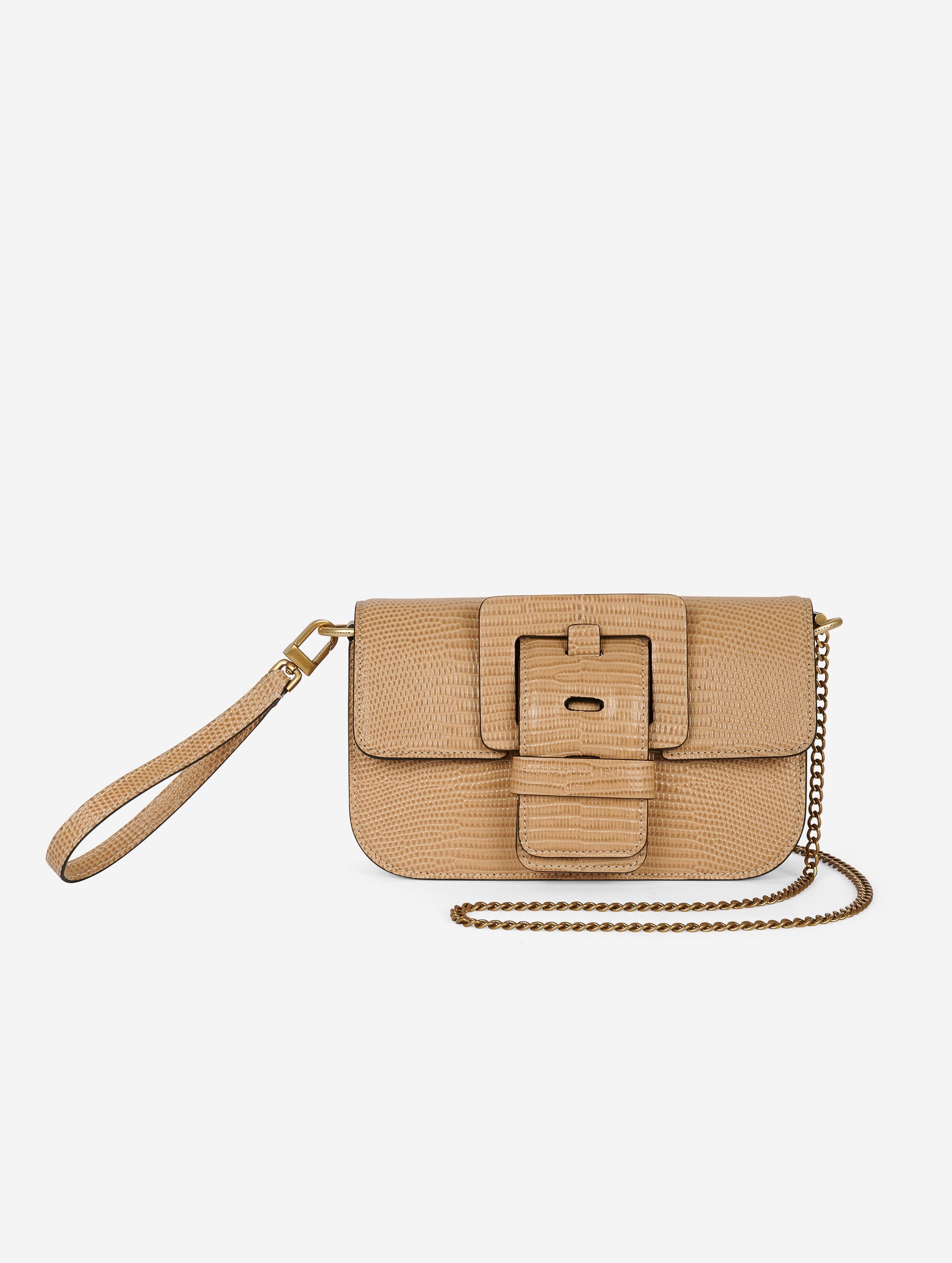 Maroquinerie Femme | Petit Sac "Like Me" en cuir stampé lézard camel ...