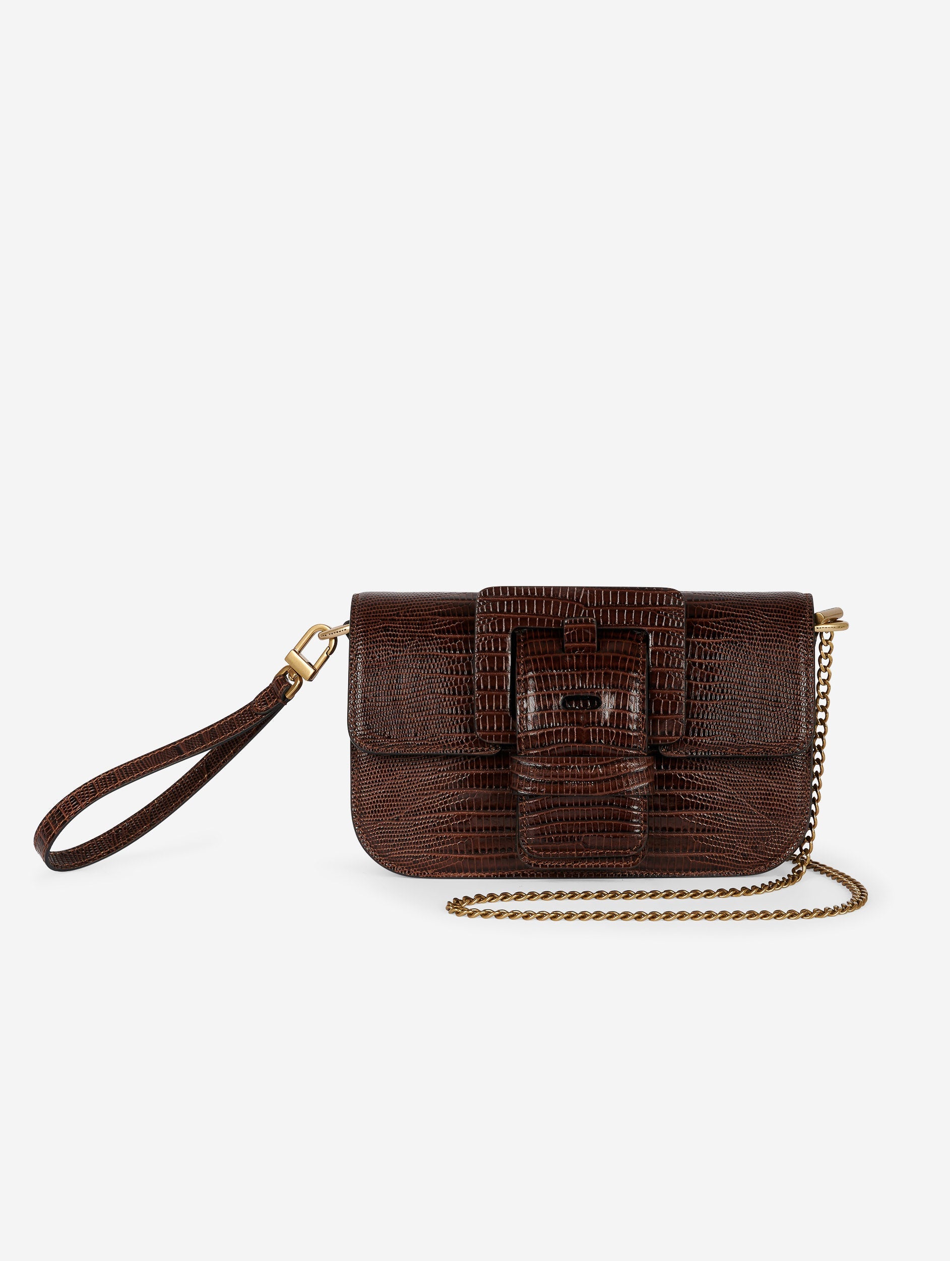 Maroquinerie Femme | Petit Sac "Like Me" en cuir stampé lézard marron ...